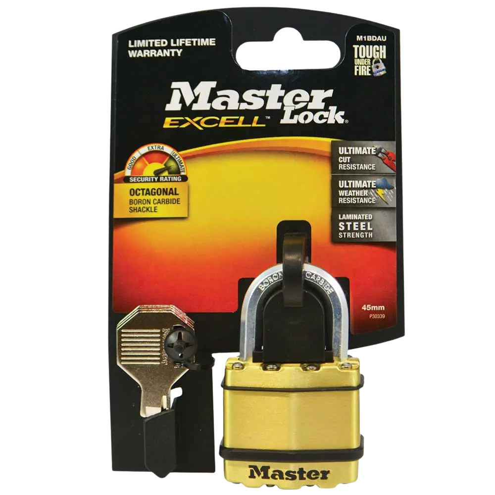 Master Lock Excel 45mm Padlock – Brass Covered Laminated Steel ...