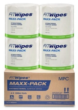 WOW Antibacterial Surface / Gym Wipes MAXX-PACK carton 4 Rolls x 1200 ...